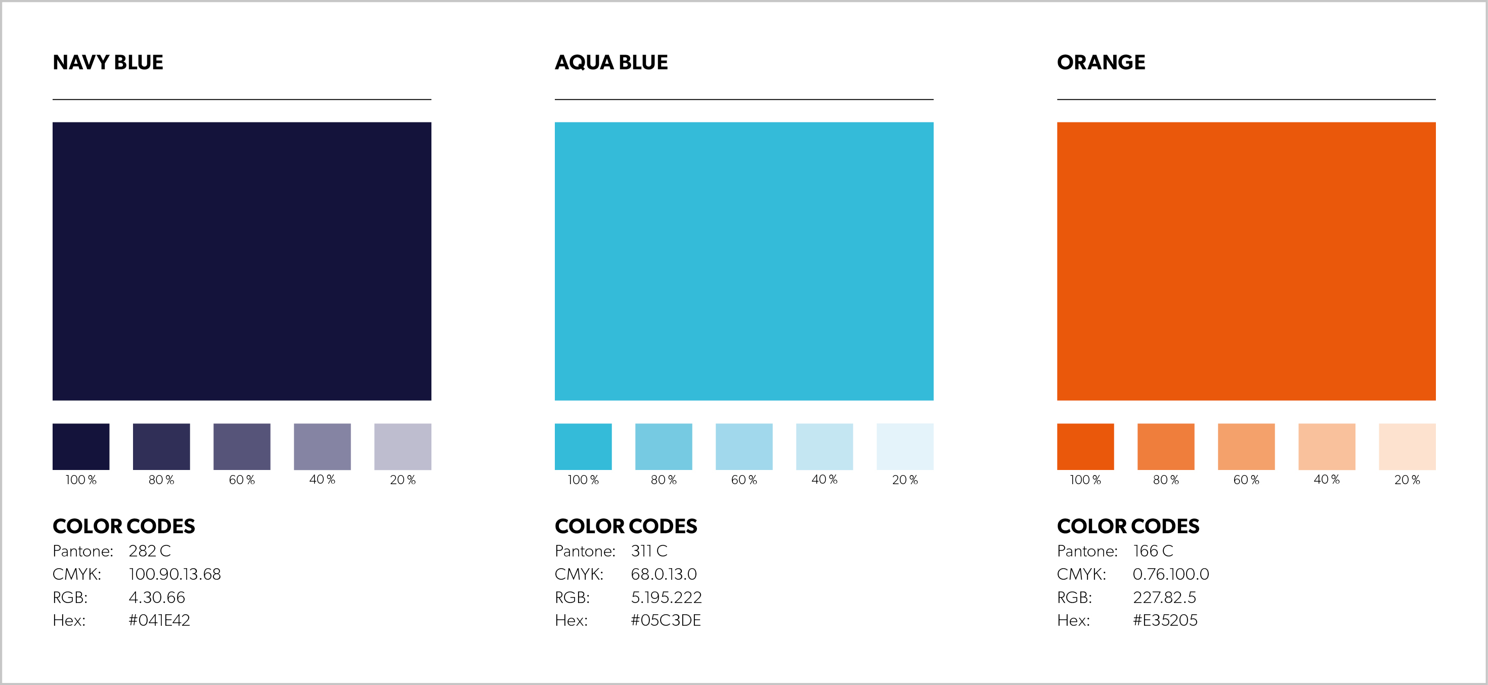 Aqua Blue Color Chart